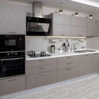 China Custom Design Grey Flat Pack Kitchen Cabinets with Modern Style and Melamine Board for sale