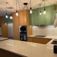 China Australia Modular Kitchen Cabinets with Quartz Stone Countertop and Matt Lacquer Handl for sale