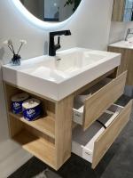 China Customized Width Modern Wood PVC Bathroom Vanity Furniture for Waterproof Solutions for sale