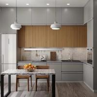China 2024 Design Modern L-Shaped Wooden Kitchen Furniture for a Contemporary Villa Kitchen for sale