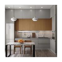 China Blum Handleless Light Gray Matte Storage Cabinets for Modern Kitchen Furniture Design for sale