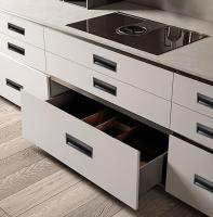 China Melamine Board Glossy Black Handles Luxury Modern Kitchen Cabinets for Apartment for sale
