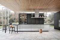 China Modern Design Outdoor Kitchen Pantry Cabinet in Black Color with Bar and Blum Hardware for sale