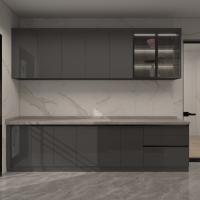 China Modern Indoor Kitchen Cabinet Set with Gray Island Shape and MDF Doors at Affordable for sale