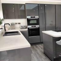 China Modern Indoor Kitchen Cabinet Set with Gray Island Shape and MDF Doors at Affordable for sale