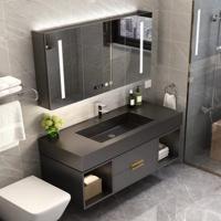 China European Solid Wood Lacquer Bathroom Vanity for Apartment Customized Light Luxury Look for sale