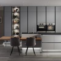 China Modern Kitchen Furniture with Blum Hardware and Customized Veneer Color Wood Design for sale