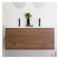 China Wood Veneer Vanity with Mirror and Basin The Perfect Addition to Apartment Bathrooms for sale