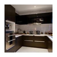 China Glass Used Hanging Black Pvc Stand Alone Kitchen Cabinet with Customized Veneer Color for sale