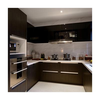 China Glass Used Hanging Black Pvc Stand Alone Kitchen Cabinet with Customized Veneer Color for sale