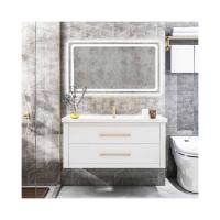China Custom Double Sink Wooden Bathroom Vanity with Mirrored and PVC/Lacquer Door Finish for sale