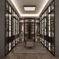 China Black Glass Door Panel Aluminum Frame Modern Style Light Luxury Wardrobe for Apartment for sale
