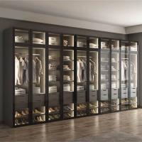 China Black Glass Door Panel Aluminum Frame Modern Style Light Luxury Wardrobe for Apartment for sale