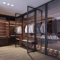 China Black Glass Door Panel Aluminum Frame Modern Style Light Luxury Wardrobe for Apartment for sale