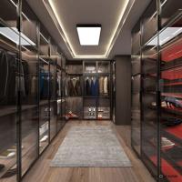 China Black Glass Door Panel Aluminum Frame Modern Style Light Luxury Wardrobe for Apartment for sale