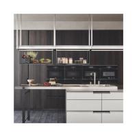 China Customized Veneer Color Modern Smart Wood Glossy Waterproof Fireproof Kitchen Pantry Cabinet for sale