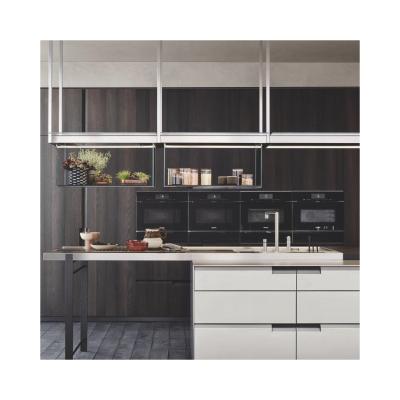 China Customized Veneer Color Modern Smart Wood Glossy Waterproof Fireproof Kitchen Pantry Cabinet for sale