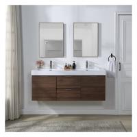 China Modern Hotel Bathroom Vanity Cabinet with Solid Wood Construction and Lacquer Finish for sale