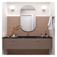 China Yes Countertop Italian Designed Bathroom Vanity with Handle-Free Design and Stone Sink for sale