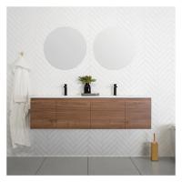 China Yes Countertop Italian Designed Bathroom Vanity with Handle-Free Design and Stone Sink for sale