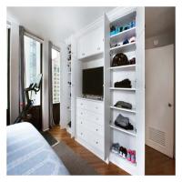 China Contemporary Design Black Glass Door Panel Solid Wood Bedroom Wardrobe for Apartment for sale