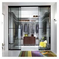 China Elegant Glass Wardrobe With Led Light For Customer's Drawings Advantage Wooden Wardrobes for sale