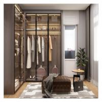 China Elegant Glass Wardrobe With Led Light For Customer's Drawings Advantage Wooden Wardrobes for sale