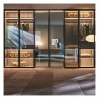 China Elegant Glass Wardrobe With Led Light For Customer's Drawings Advantage Wooden Wardrobes for sale