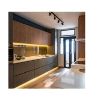 China Modern Design Style Kitchen Cabinet Fireproof Waterproof with Customized Veneer Color for sale