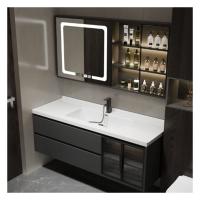 China Apartment Bathroom Vanity with Customized Glossy Finish and Lacquer Door Panel for sale