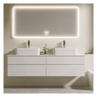 China Customizable White Floating Bathroom Vanity with Faux Marble Top in EUROPEAN Design Style for sale