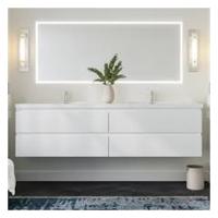 China Customizable White Floating Bathroom Vanity with Faux Marble Top in EUROPEAN Design Style for sale