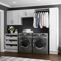 China Custom Color YALIG Modern Laundry Cabinet Vanity Closet with Optional Sink and Basket for sale