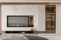 China 2022 Home Interior Wall Decorating Ideas Modern Living Room Wood PANEL TV Cabinet Design for sale
