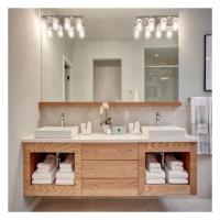 China Modern Design Dark Wood Grain Bathroom Cabinet with Wall Mount and Plywood Door Panel for sale