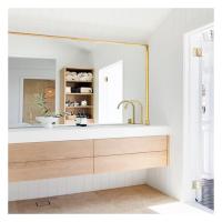 China Modern Design Dark Wood Grain Bathroom Cabinet with Wall Mount and Plywood Door Panel for sale