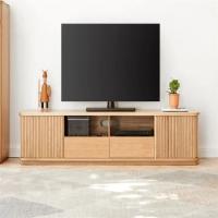 China Modern Grey Curved Corner Glass TV Stand for Living Room Elegant and Customizable for sale