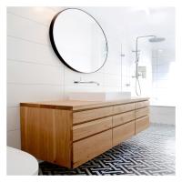 China Modern Design Dark Wood Grain Bathroom Cabinet with Wall Mount and Plywood Door Panel for sale