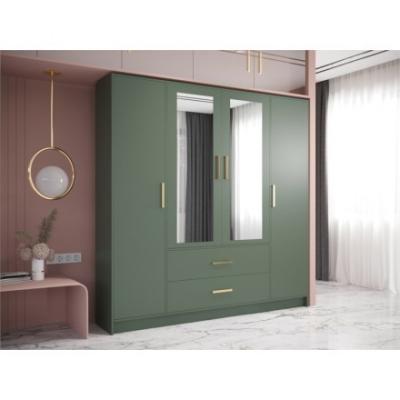 China Modern Design Custom Clothes Wardrobe with Black Glass Door Panel and Mirror Lacquer for sale
