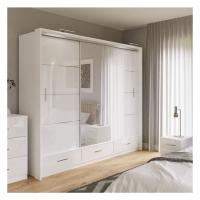 China Modern Design Custom Clothes Wardrobe with Black Glass Door Panel and Mirror Lacquer for sale