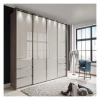 China Modern Design Custom Clothes Wardrobe with Black Glass Door Panel and Mirror Lacquer for sale