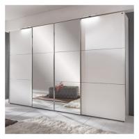China Modern Design Custom Clothes Wardrobe with Black Glass Door Panel and Mirror Lacquer for sale