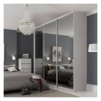 China Modern Design Custom Clothes Wardrobe with Black Glass Door Panel and Mirror Lacquer for sale