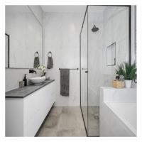 China Customized Color High Gloss Acrylic Bathroom Cabinet with Double Sink and Wall Mount for sale