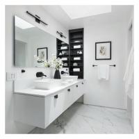 China Customized Color High Gloss Acrylic Bathroom Cabinet with Double Sink and Wall Mount for sale
