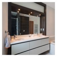 China Customized Color High Gloss Acrylic Bathroom Cabinet with Double Sink and Wall Mount for sale