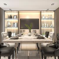 China 18mm Particle Board Glass Dining Room Cabinet with Modern Design and PANEL Wood Style for sale