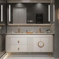 China CAD/3D American Style Modern Design Floor PVC Particleboard Bathroom Vanity Cabinet with Sink for sale
