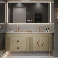 China CAD/3D American Style Modern Design Floor PVC Particleboard Bathroom Vanity Cabinet with Sink for sale