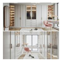 China European Solid Wood Walk In Closet Cabinets Customized for Home Bedroom Set Furniture for sale